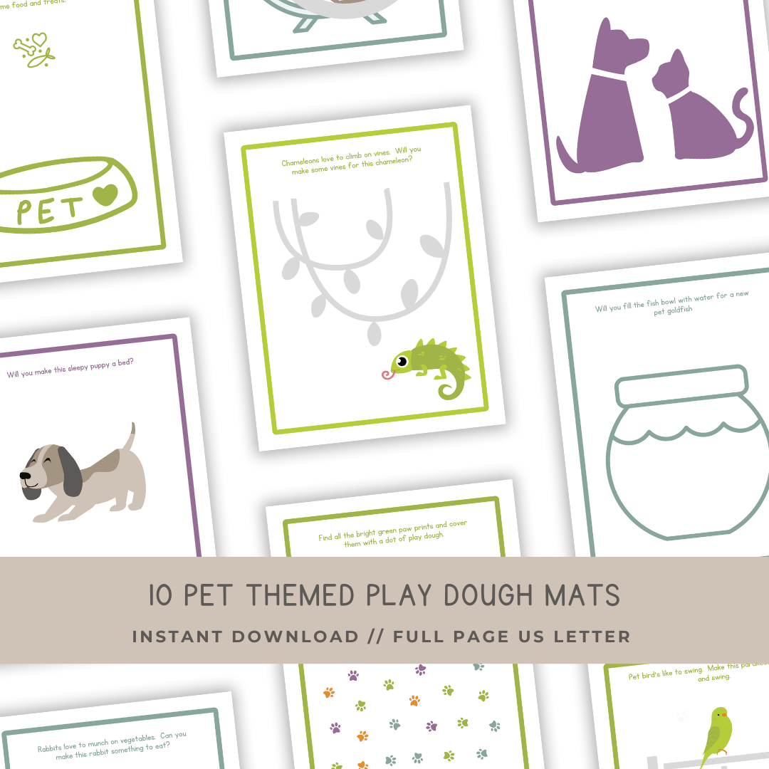 10 Pet Themed Play Dough Mats - Digital Download | Chickadees Wooden Toys