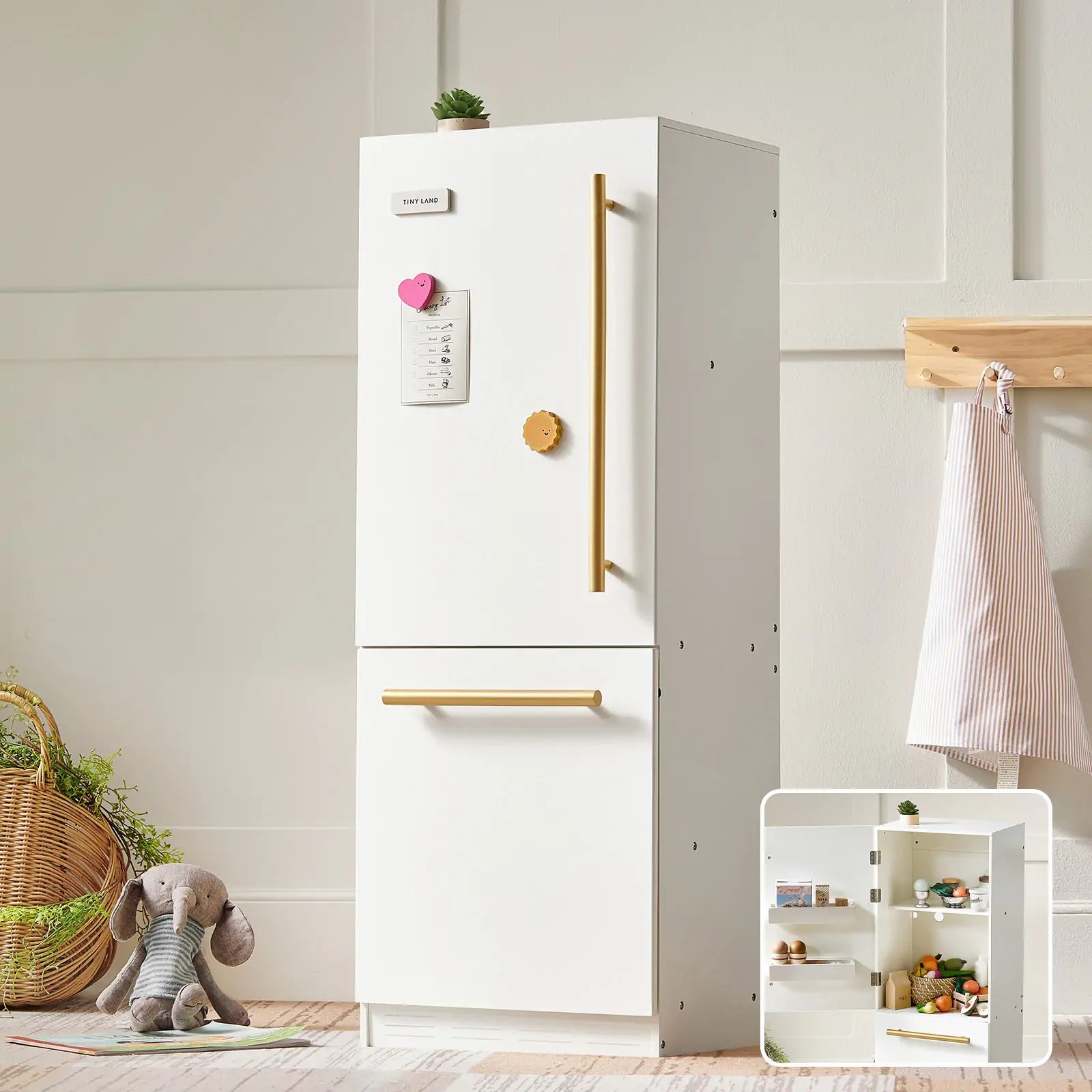 Tiny Land® Play Kitchen Accessories – Play Kitchen Fridge: Wooden ...