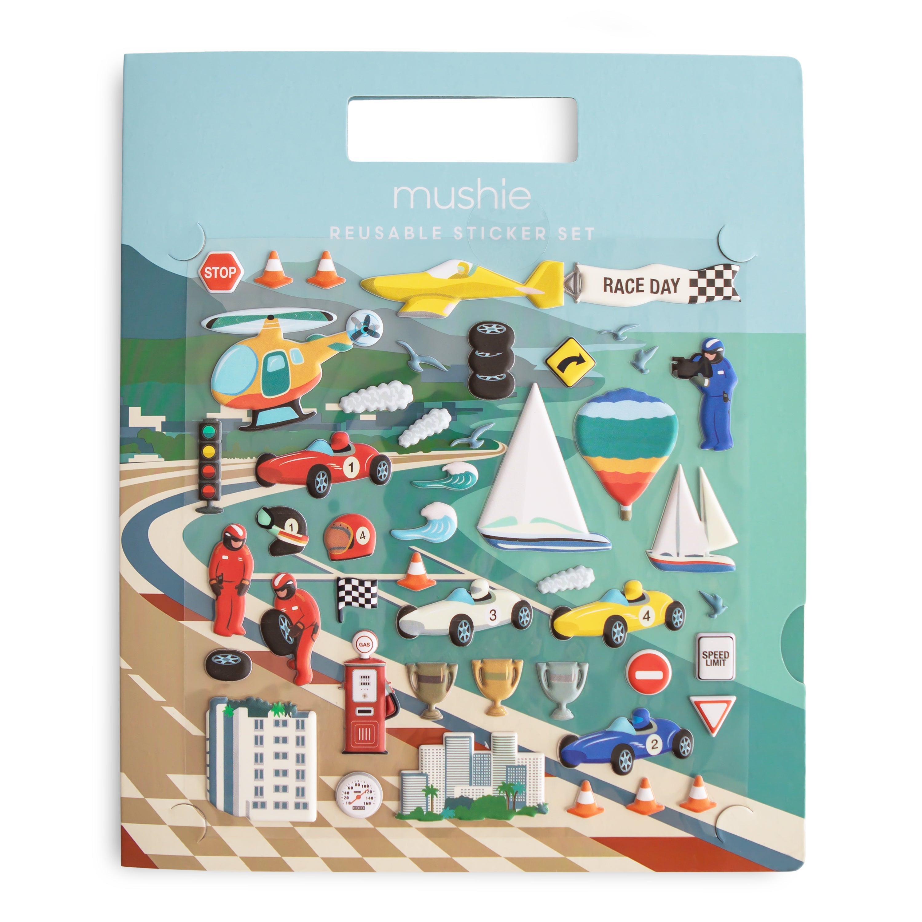 Reusable Race Cars Sticker Set | Chickadees Wooden Toys