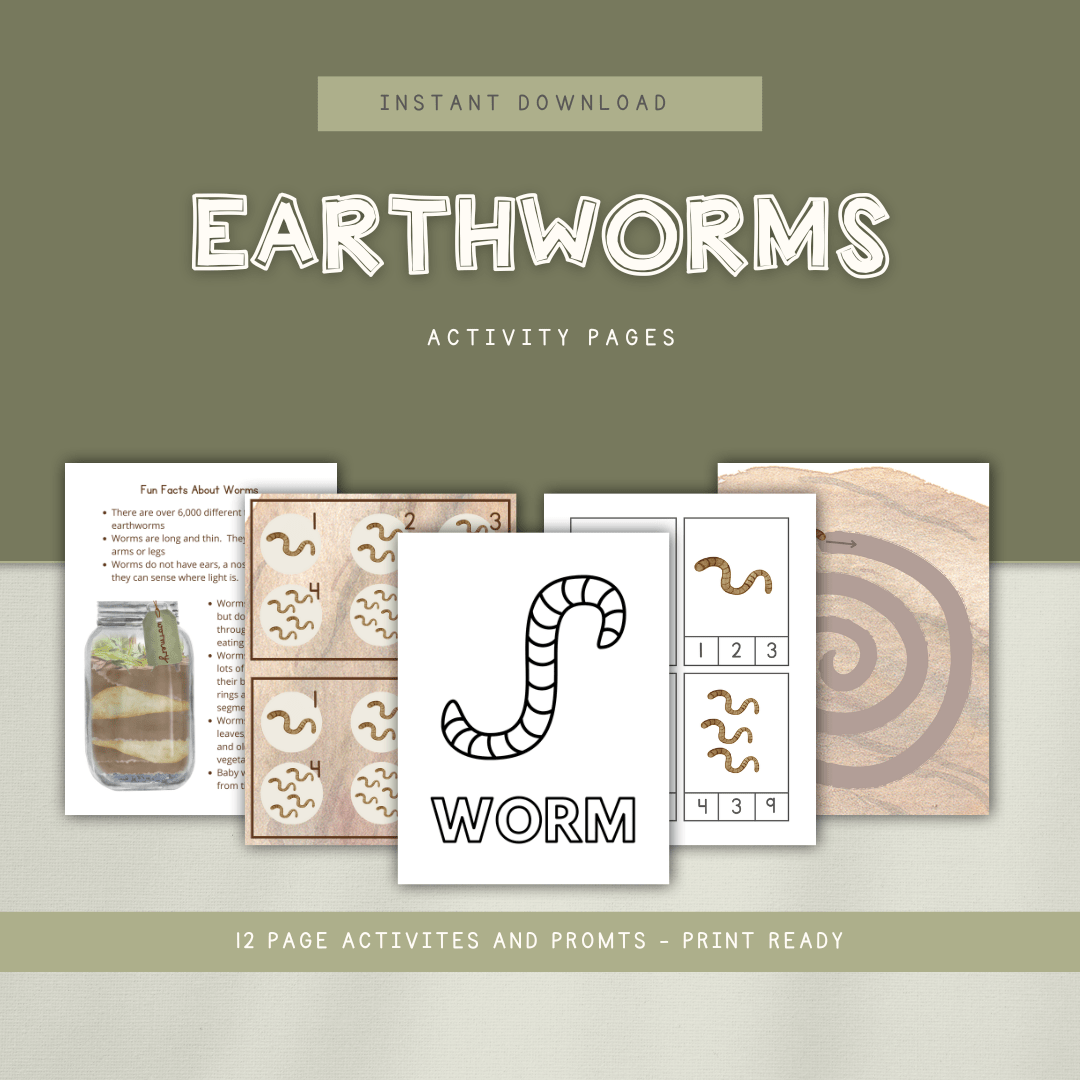 Earthworms Preschool Activity Pages | Chickadees Wooden Toys