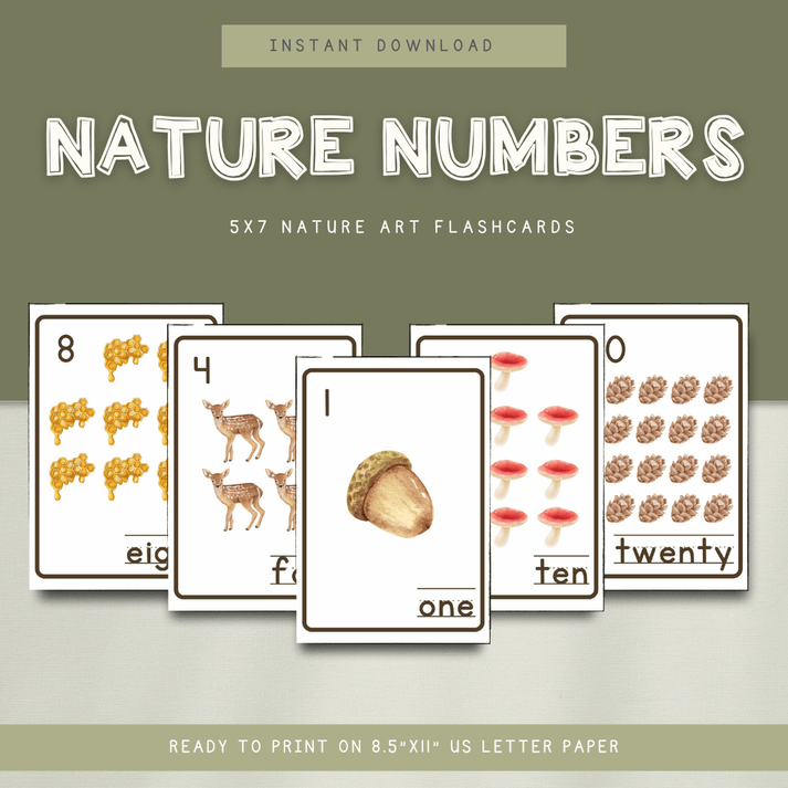 Nature Number Flashcards - DIGITAL DOWNLOAD | Chickadees Wooden Toys