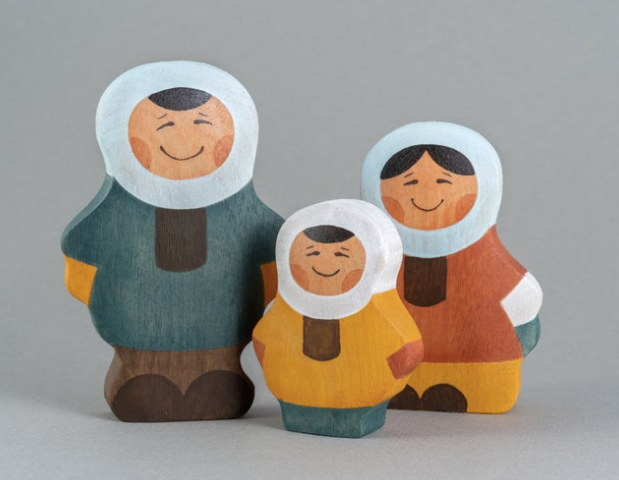 Wooden Arctic Inuit Family Set of 3 | Chickadees Wooden Toys